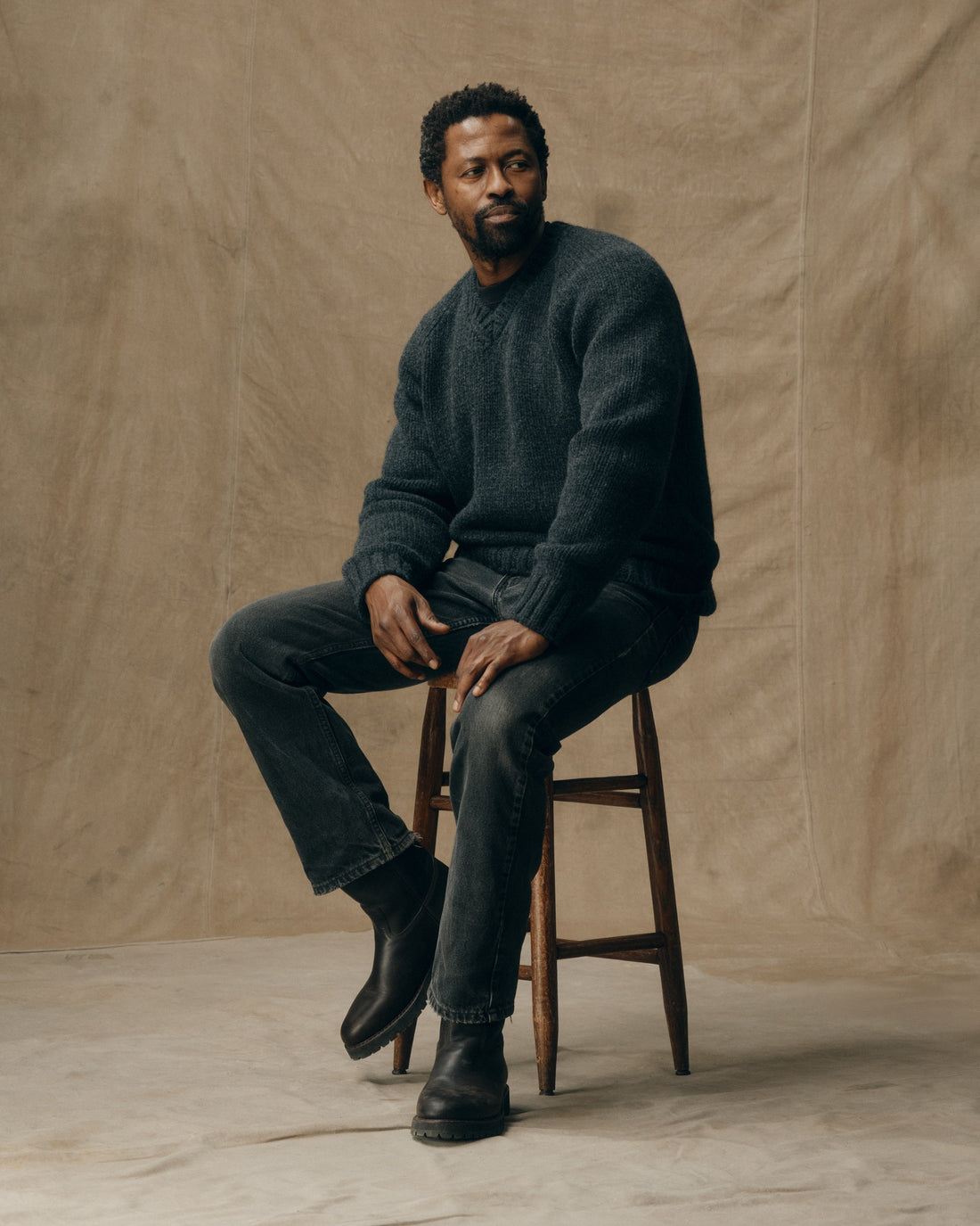 3-gauge Alpaca Blend Sweater - Black Heather | Filson