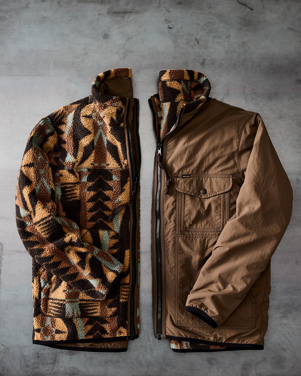 Reversible Pile Fleece Jacket - Brown / Night Camp | Filson