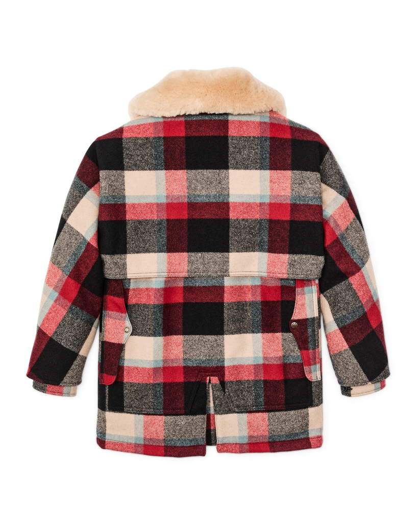 Lined Mackinaw Wool Packer Coat - Red / Cream / Blue Plaid | Filson