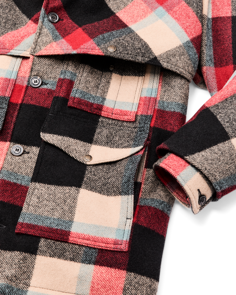 Lined Mackinaw Wool Packer Coat - Red / Cream / Blue Plaid | Filson
