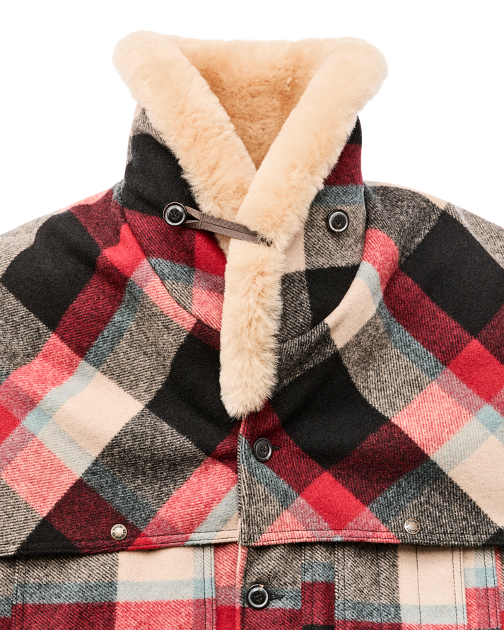 Lined Mackinaw Wool Packer Coat - Red / Cream / Blue Plaid | Filson