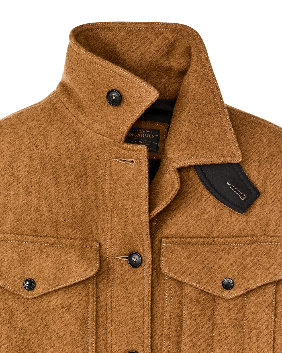 Women's Wool Long Cruiser Coat - Whiskey / Black Stripe | Filson